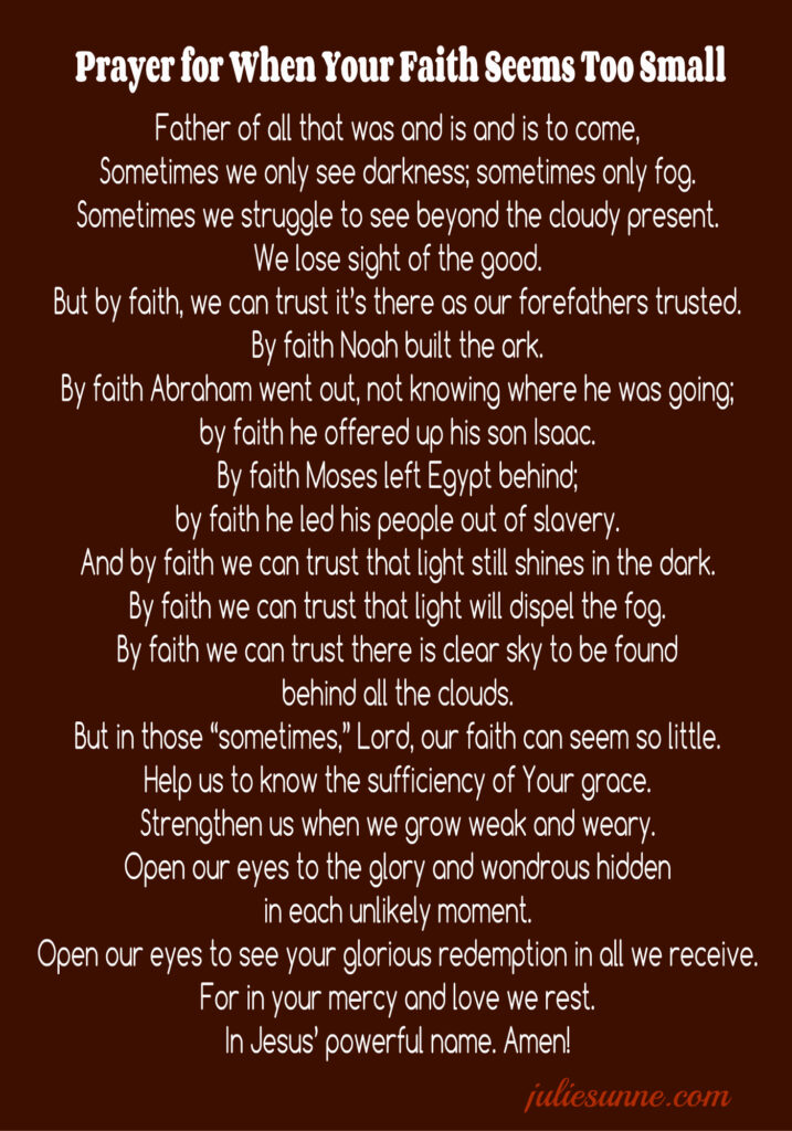 When Your Faith Seems Too Small (a Prayer) - Julie Sunne