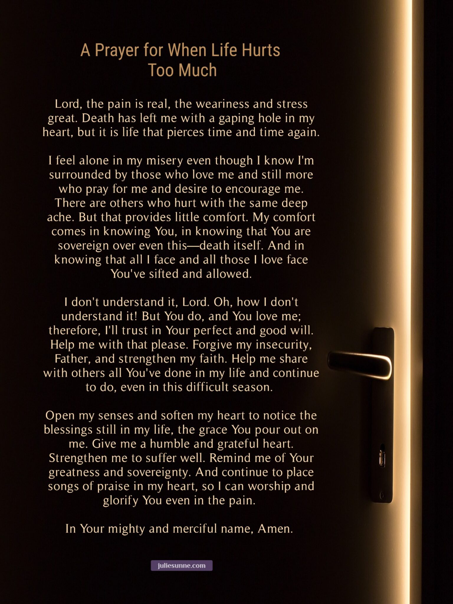 A Prayer For When Life Hurts Too Much | Julie Sunne